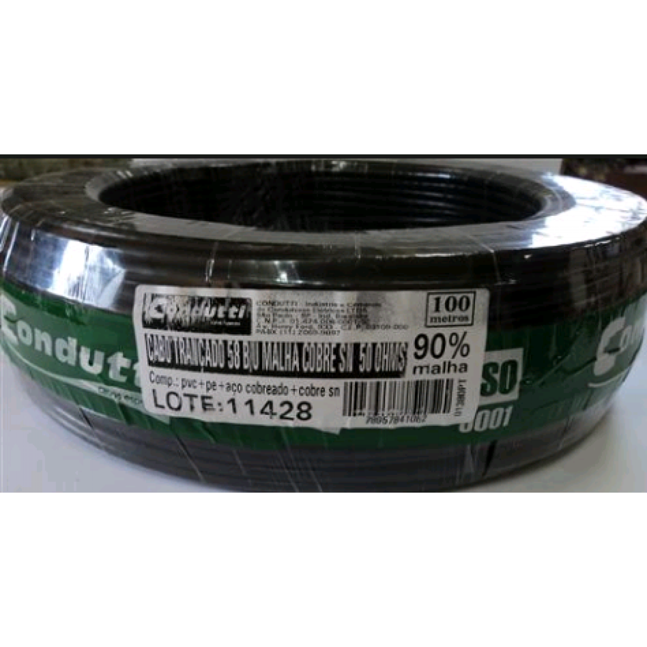 CABO COAXIAL RG 58 90% MALHA 100M PRETO - INSTRUFIBER